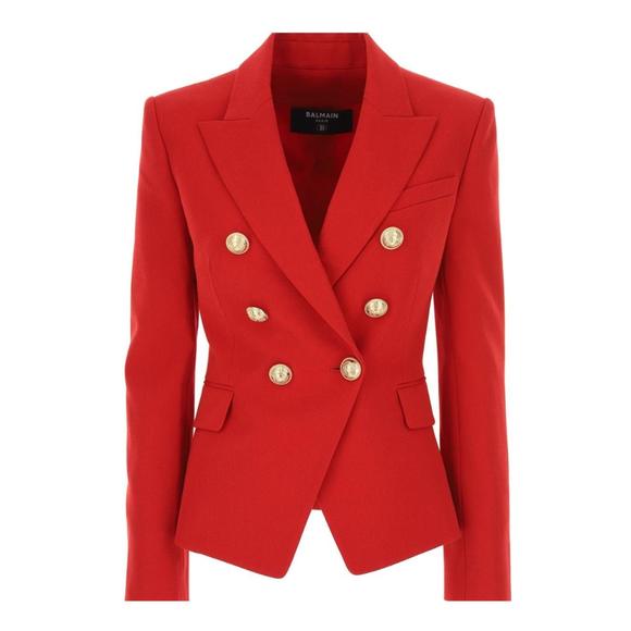 Balmain | Jackets & Coats | Balmain Red Double Breasted Tailored Wool ...